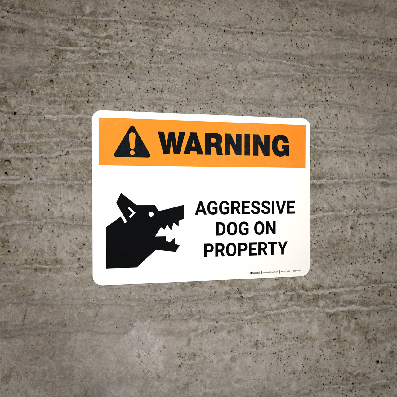 Warning: Aggressive Dog On Property Landscape - Wall Sign