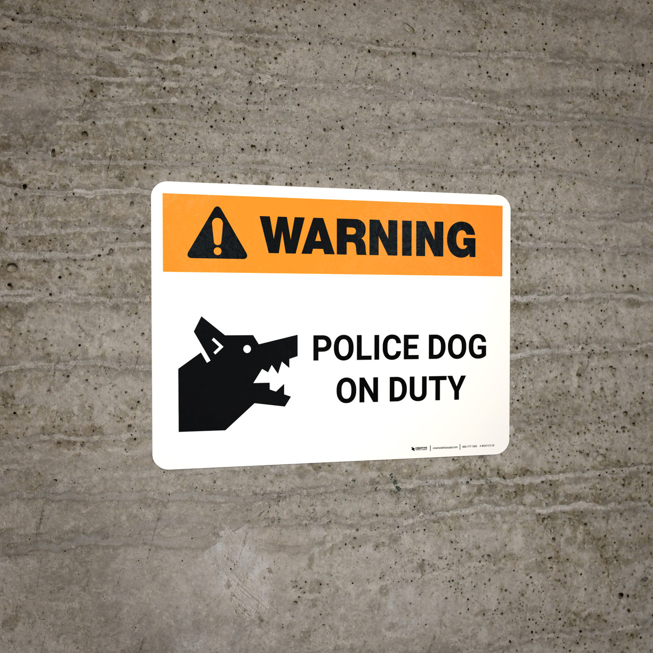 Warning: Police Dog On Duty Landscape - Wall Sign