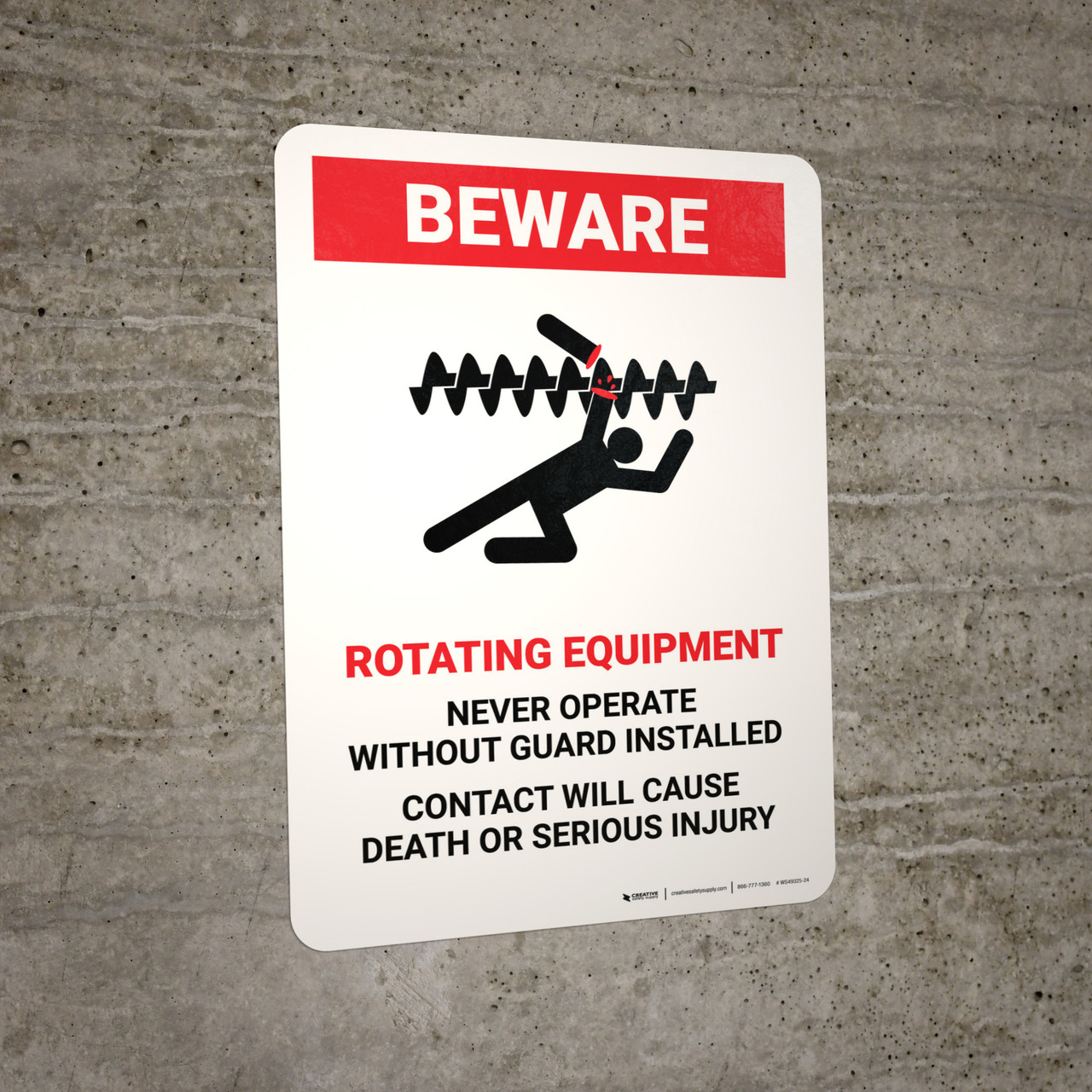 Beware: Rotating Equipment Portrait - Wall Sign
