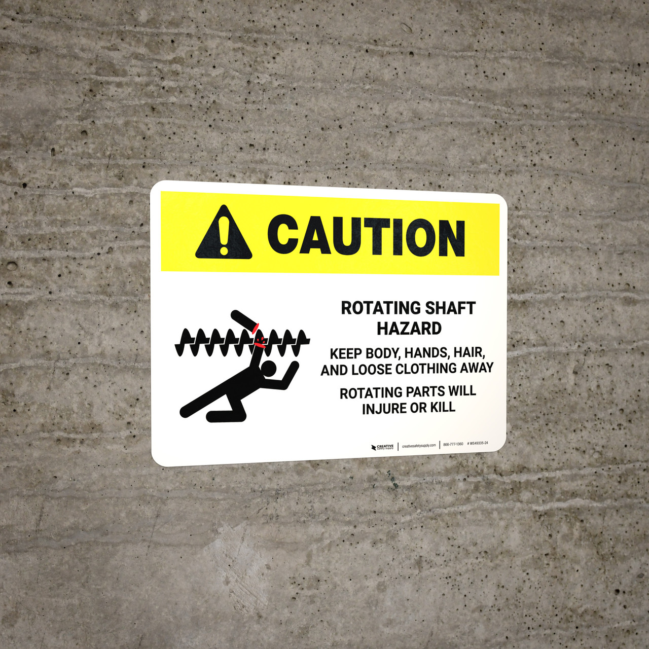 Caution: Rotating Shaft Hazard Keep Body Landscape - Wall Sign