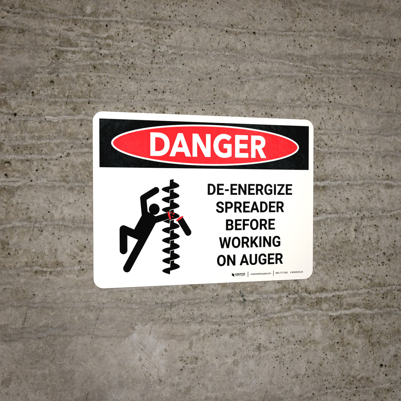 Danger: De-Energize Spreader Before Working Landscape - Wall Sign