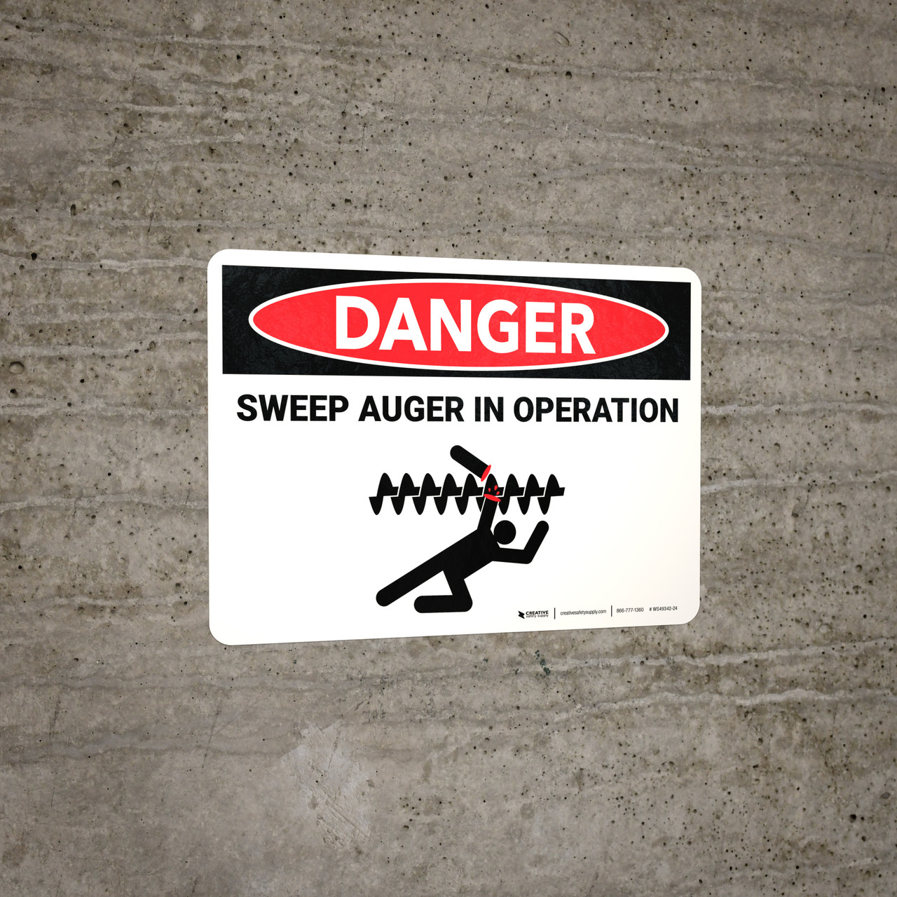 Danger: Sweep Auger In Operation Landscape - Wall Sign