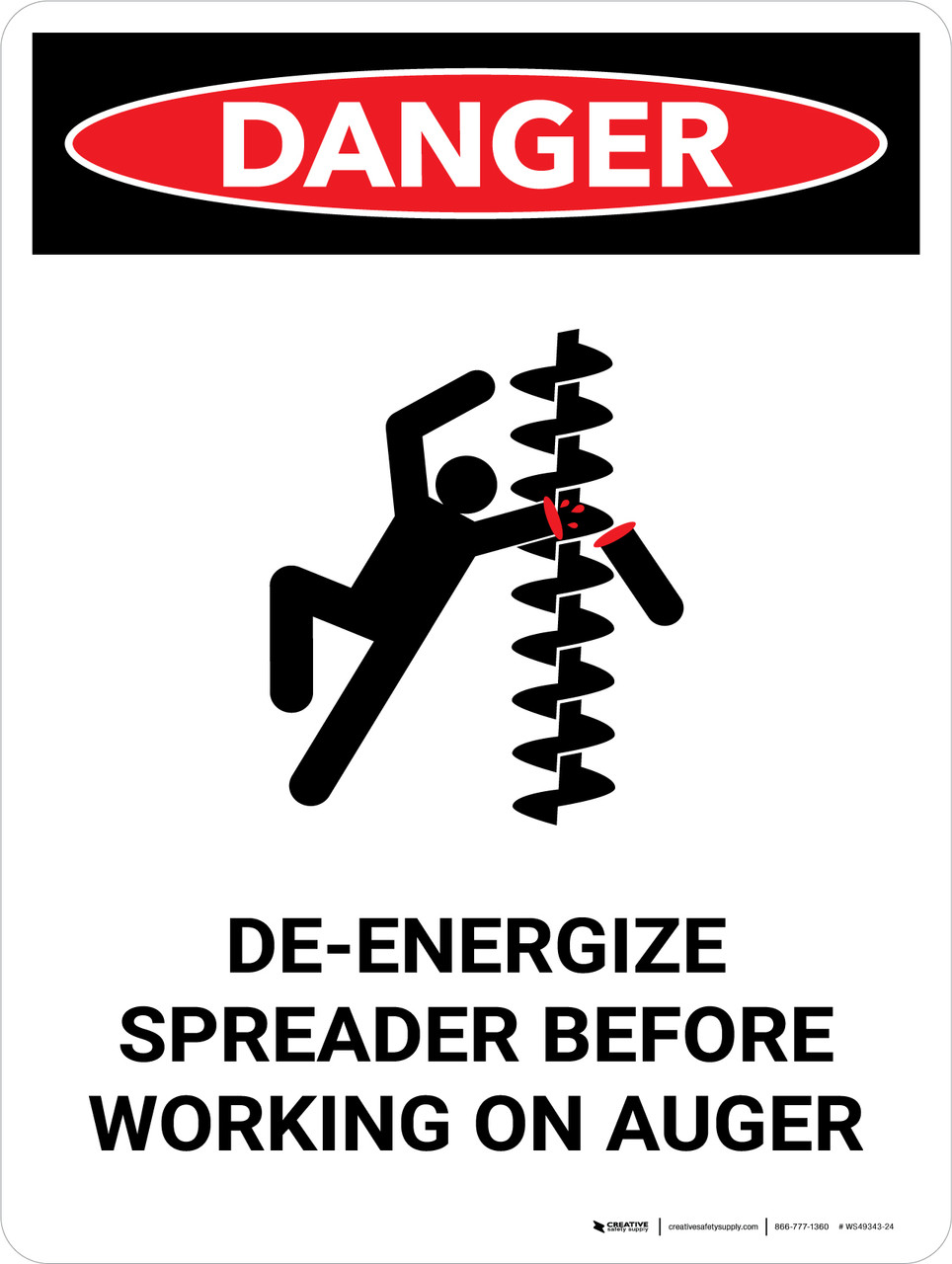 Danger: De-Energize Spreader Before Working Portrait - Wall Sign ...