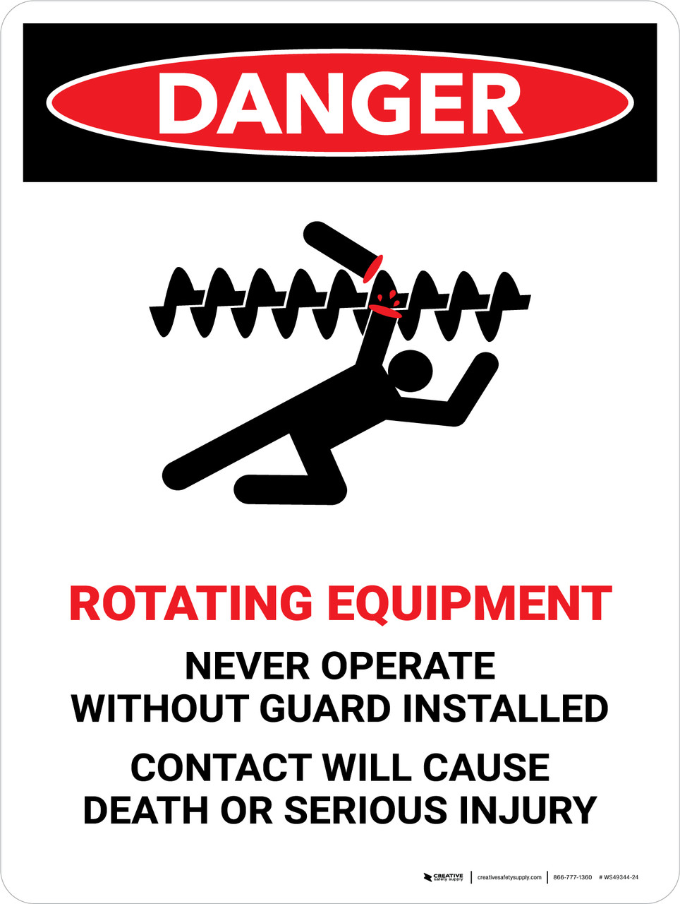 Danger: Rotating Equipment Portrait - Wall Sign