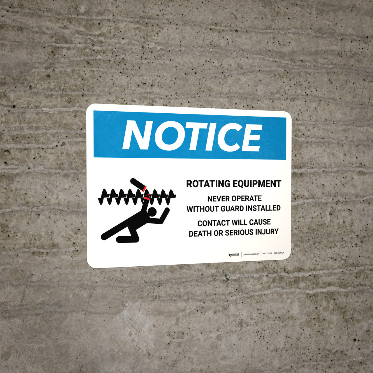 Notice: Rotating Equipment Landscape - Wall Sign
