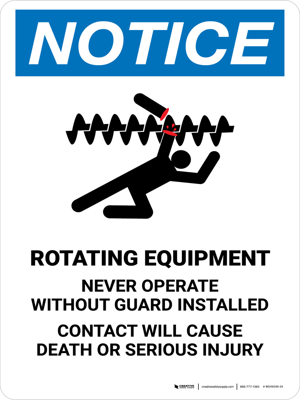 Notice: Rotating Equipment Portrait - Wall Sign