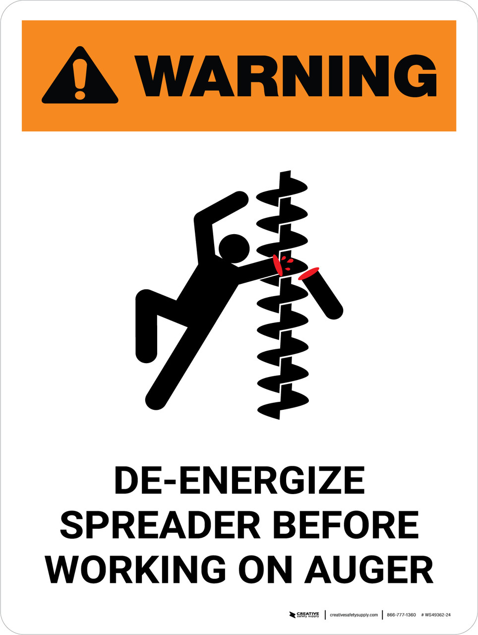 Warning: De-Energize Spreader Before Working Portrait - Wall Sign ...