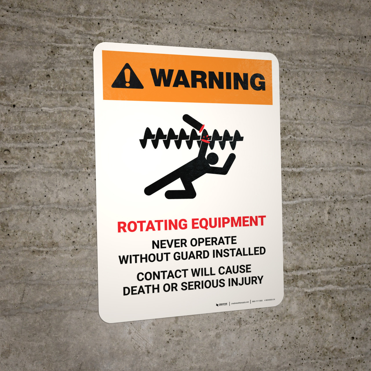 Warning: Rotating Equipment Portrait - Wall Sign