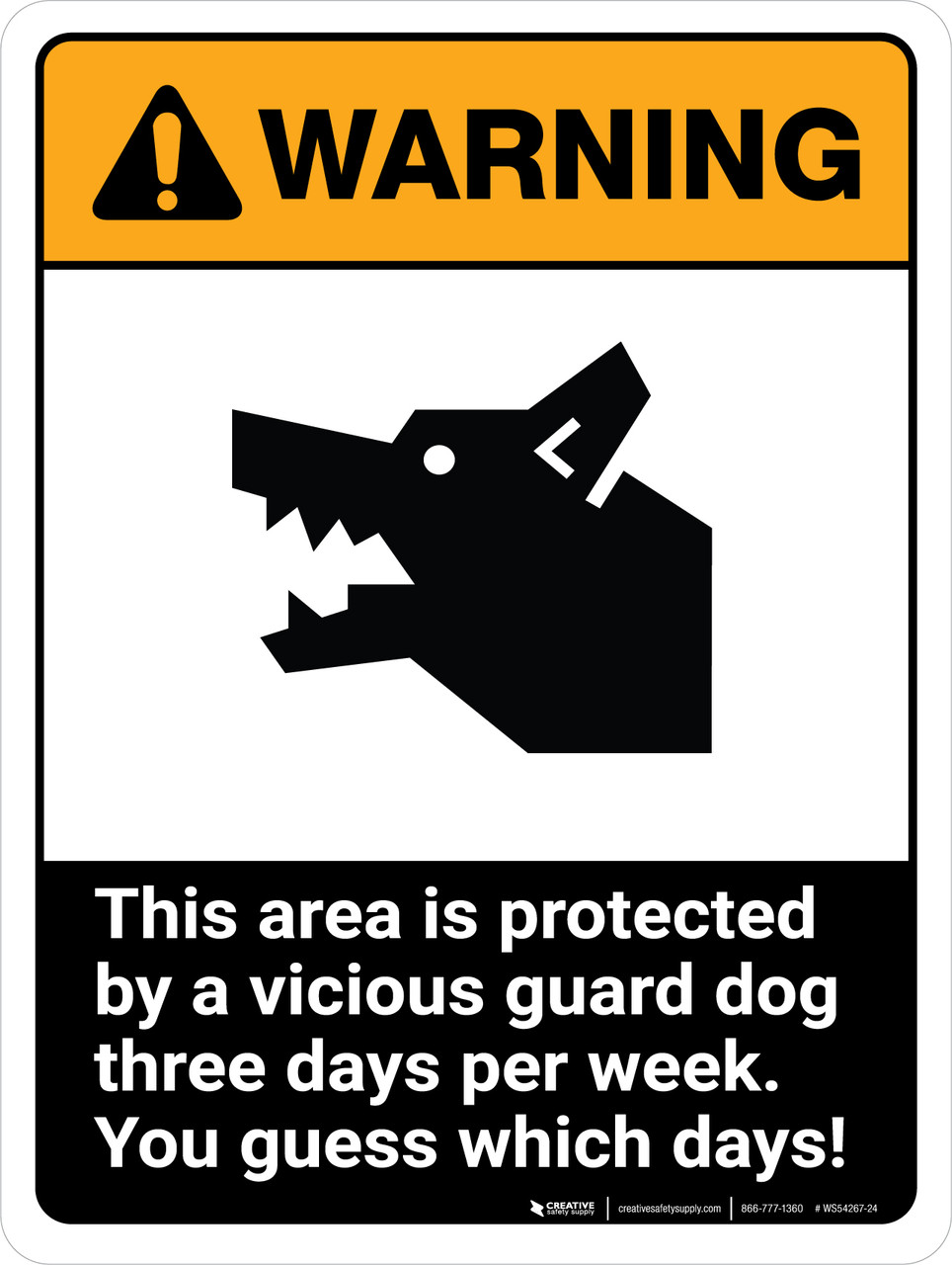 Warning: This Area Is Protected By A Vicious Guard Dog Ansi Portrait ...