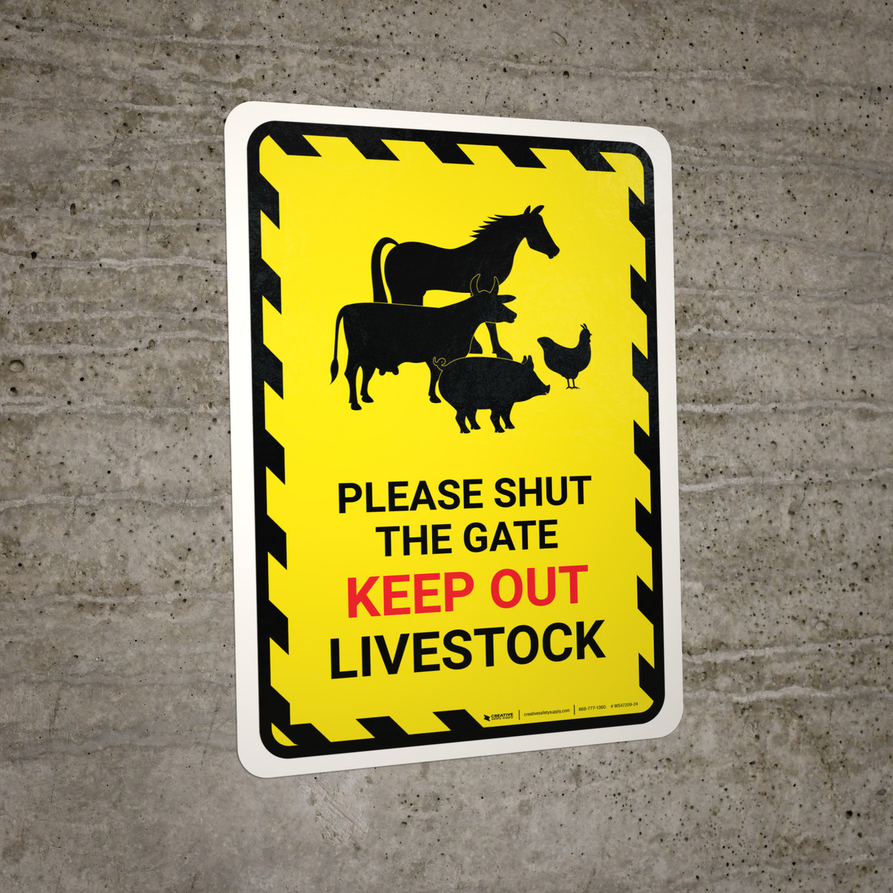 Please Shut The Gate - Keep Out Livestock Portrait - Wall Sign
