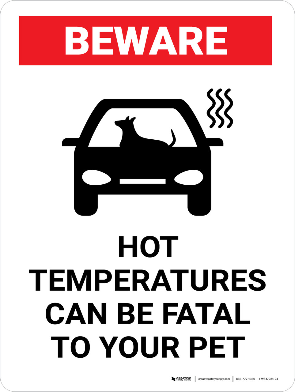 Beware: Hot Temperatures Can Be Fatal To Your Dog Landscape - Wall Sign ...