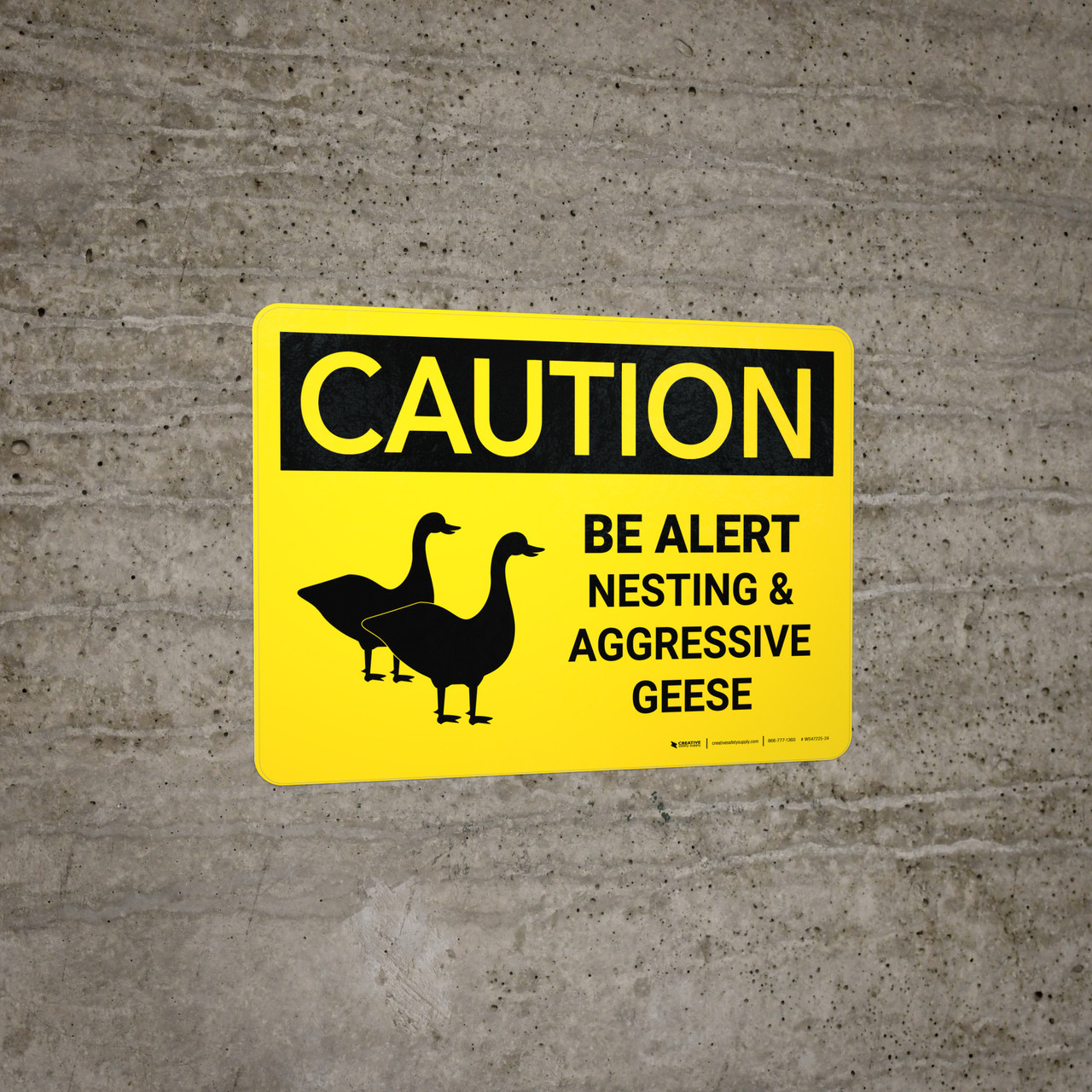 Caution: Be Alert - Nesting & Aggressive Geese Landscape - Wall Sign