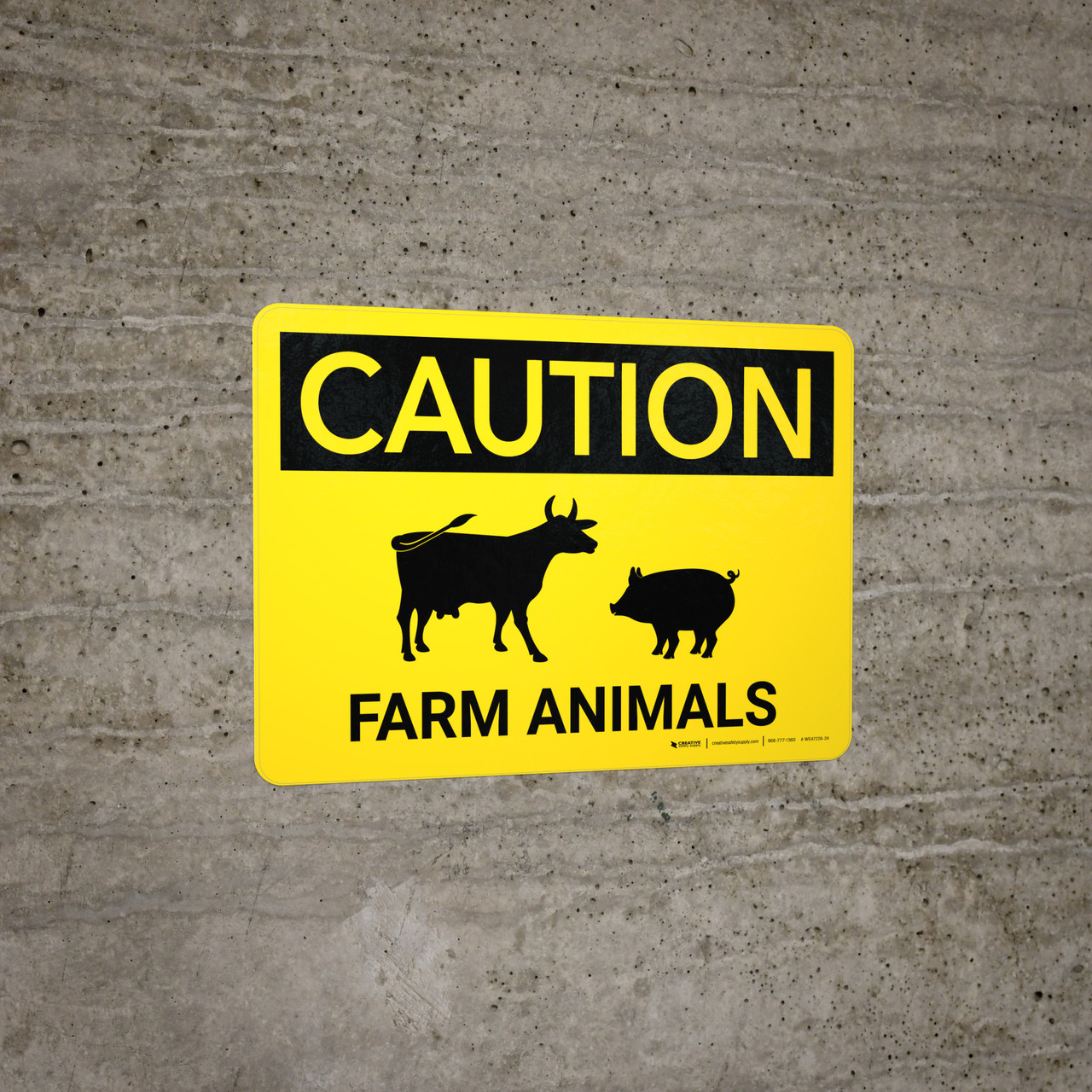 Caution: Farm Animals Cow And Pig Icons Landscape - Wall Sign ...
