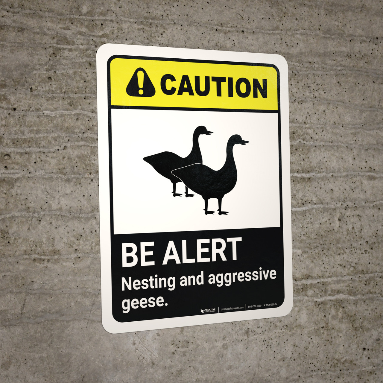 Caution: Be Alert - Nesting & Aggressive Geese ANSI Portrait - Wall Sign