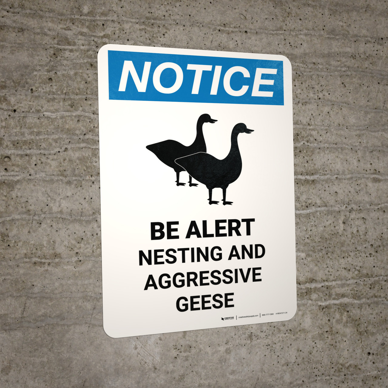 Notice: Be Alert - Nesting & Aggressive Geese Portrait - Wall Sign