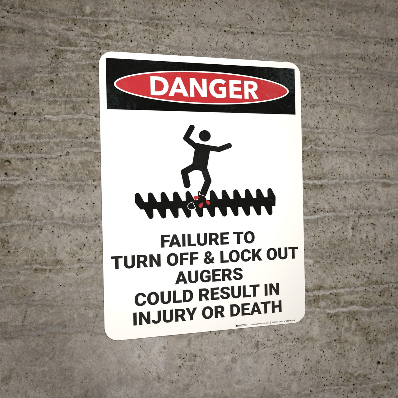 Danger: Lock Out Auger Safety - Wall Sign