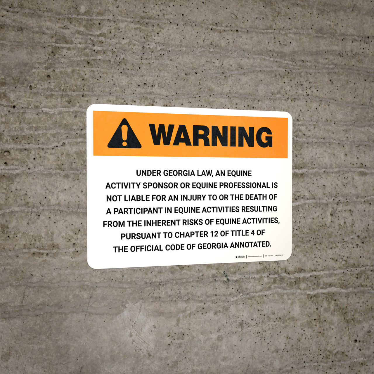 Warning: Georgia Equine Activity Sponsor Not Liable Landscape - Wall Sign