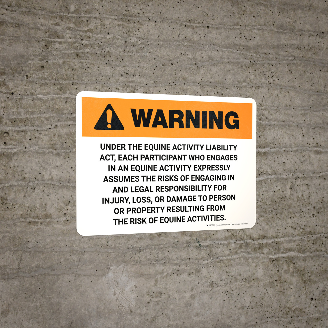 Warning: Illinois Equine Activity Liability Act Landscape - Wall Sign