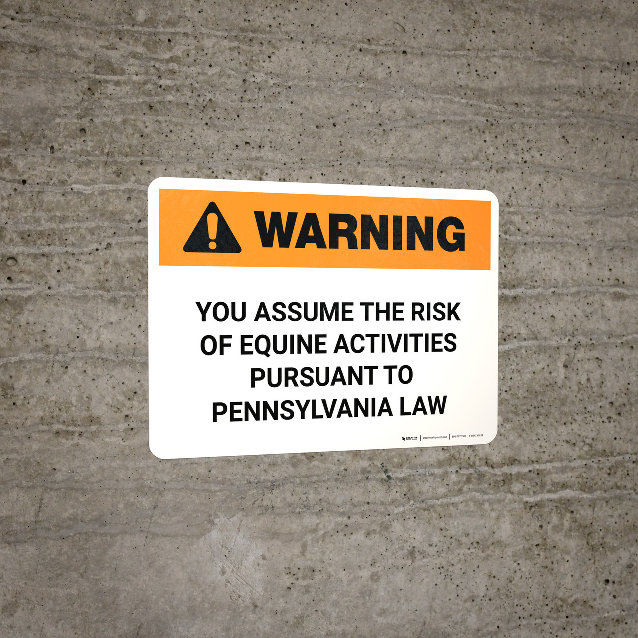 Warning: Pennsylvania You Assume The Risk Of Equine Activities ...