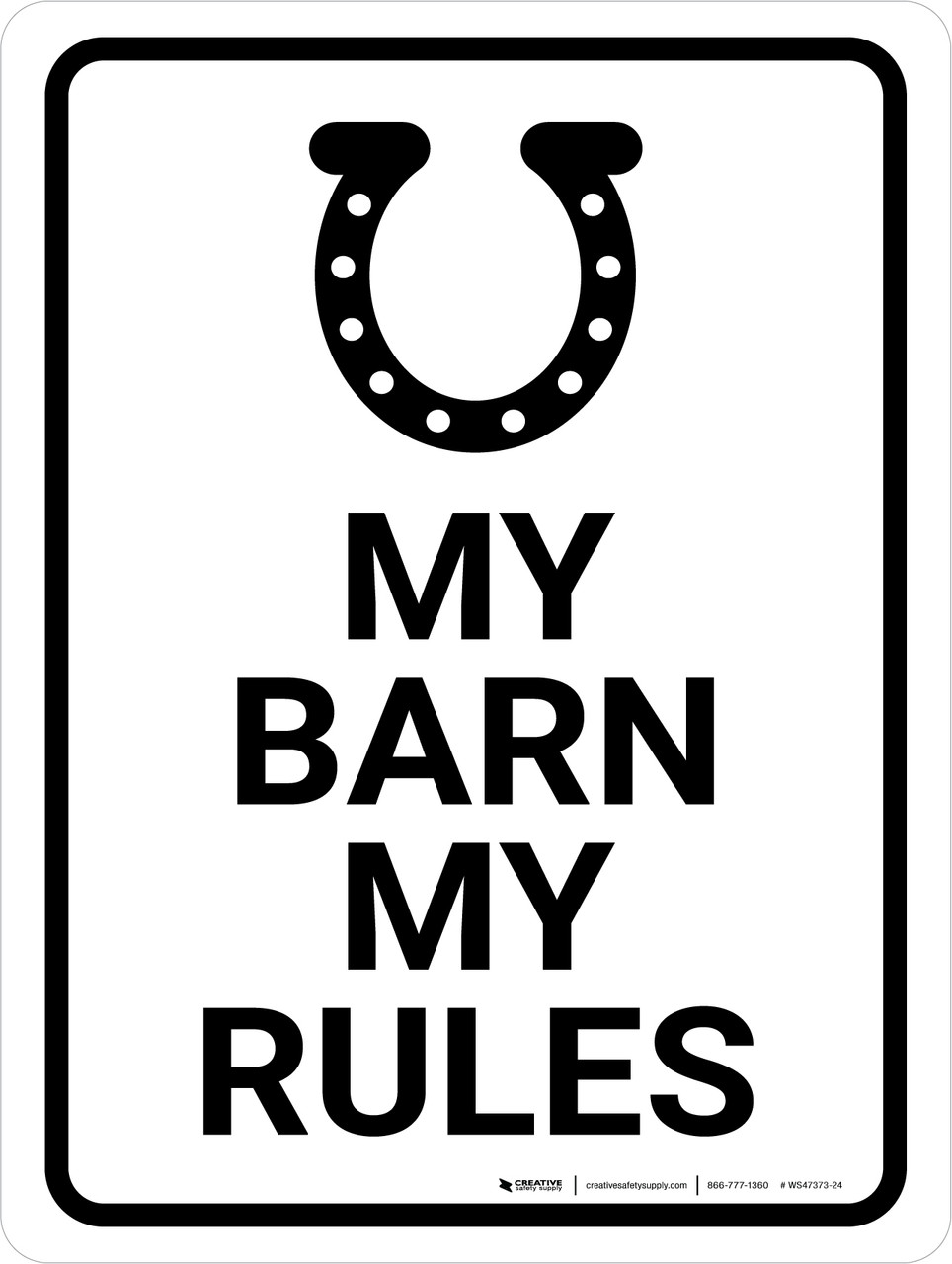 My Barn My Rules with Horse Shoe Icon Portrait - Wall Sign | Creative ...