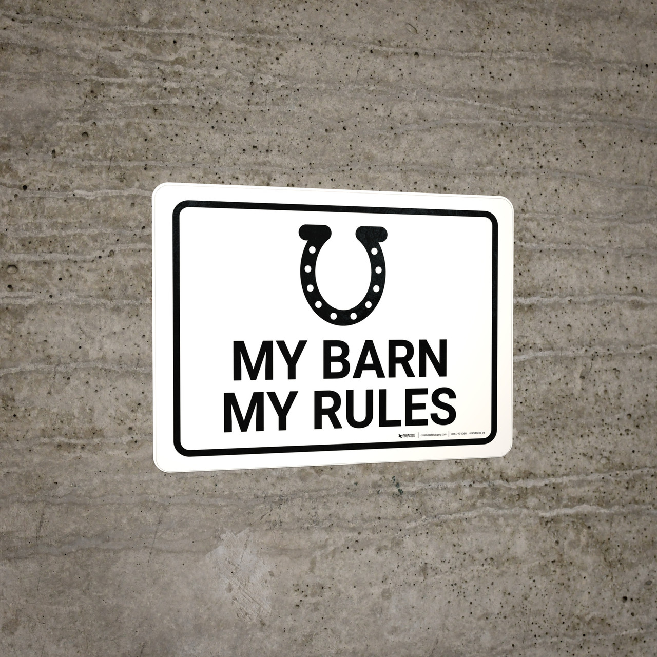 My Barn My Rules with Horseshoe Icon Landscape - Wall Sign | Creative ...