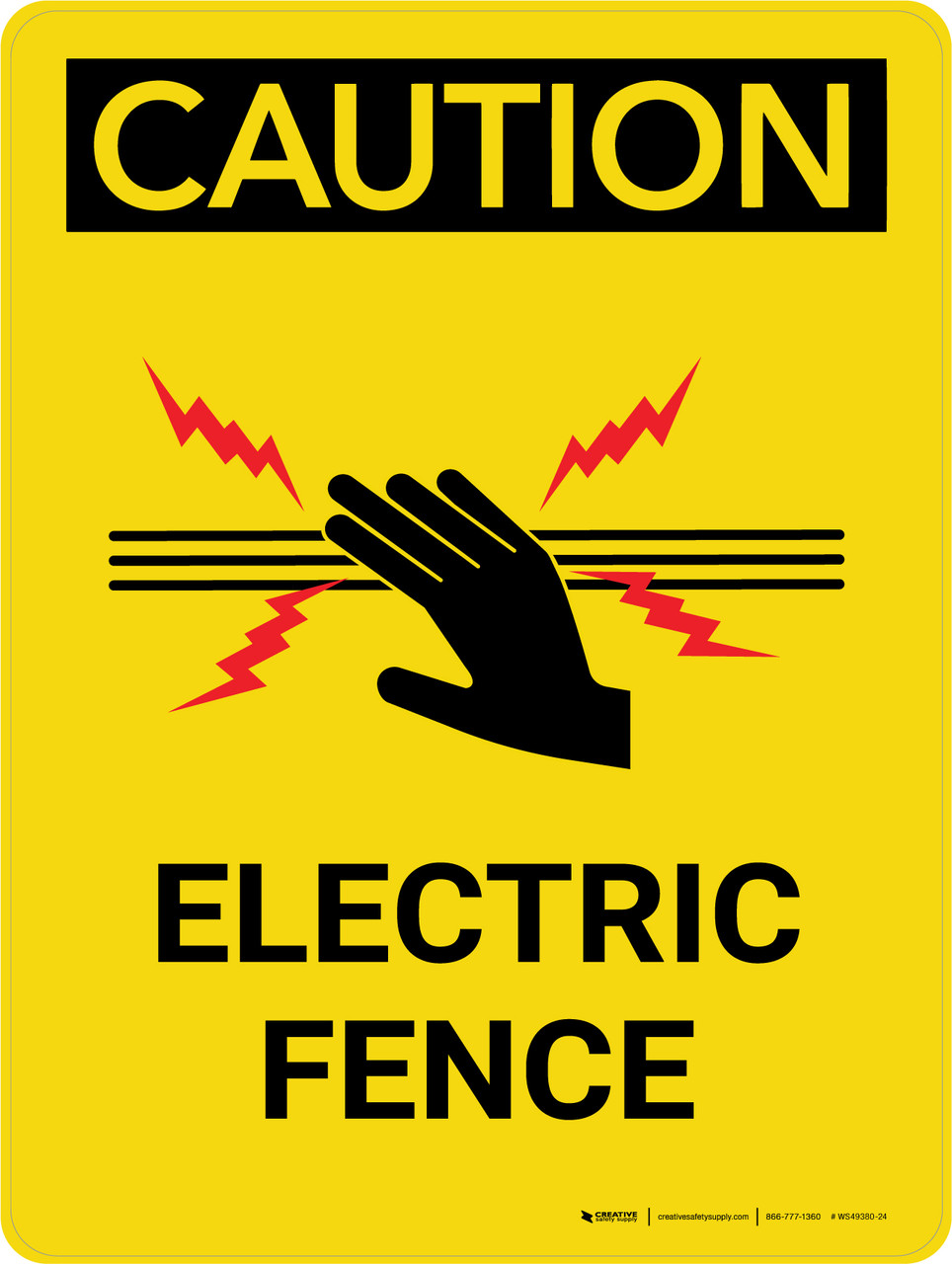 Caution: Electric Fence with Icon Portrait - Wall Sign | Creative ...