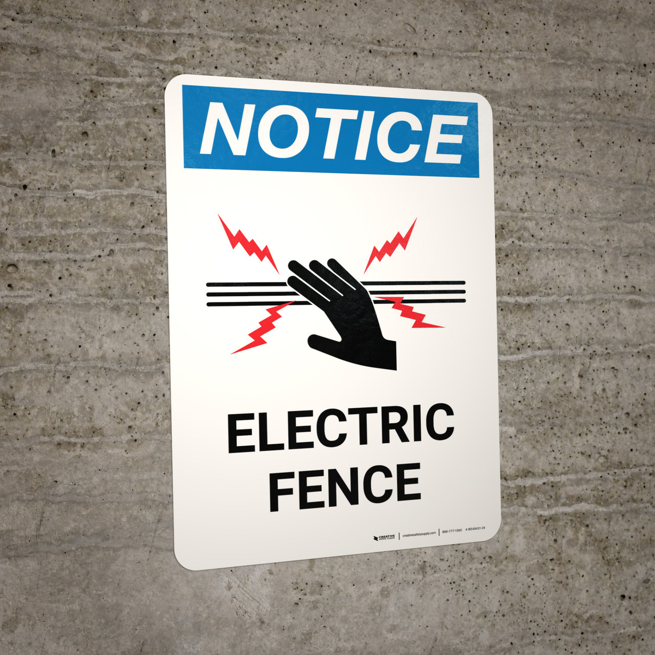 Notice: Electric Fence Portrait - Wall Sign | Creative Safety Supply