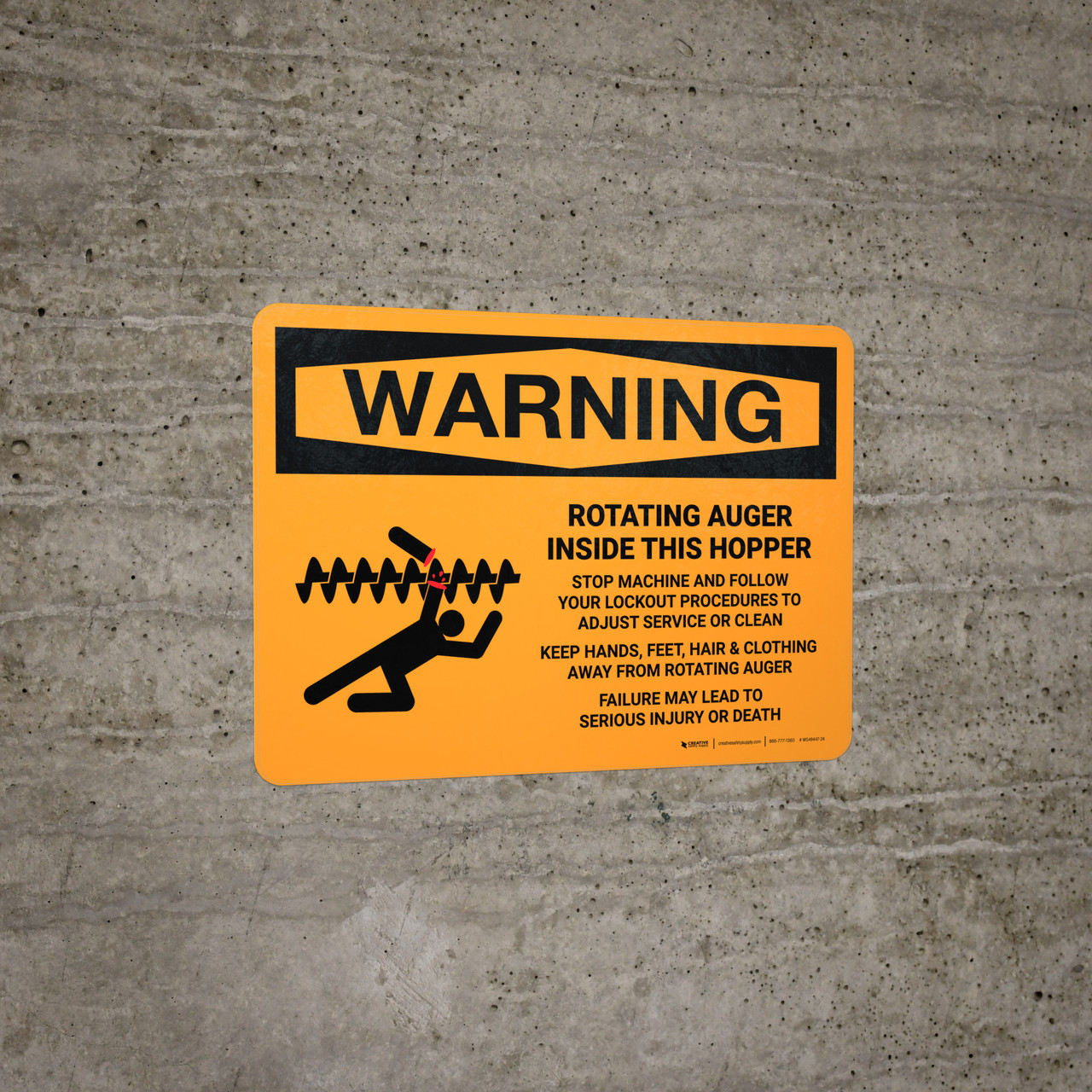 Warning: Rotating Auger Inside Landscape - Wall Sign
