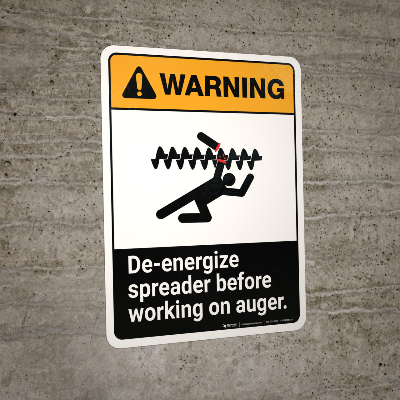 Warning: Ansi De-Energize Spreader Before Working Portrait - Wall Sign ...