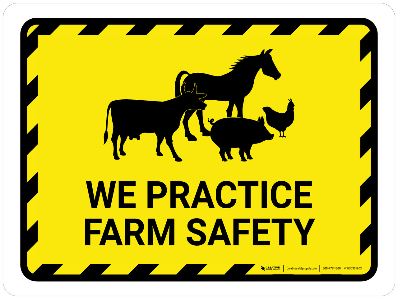 We Practice Farm Safety Hazard with Icons Landscape - Wall Sign