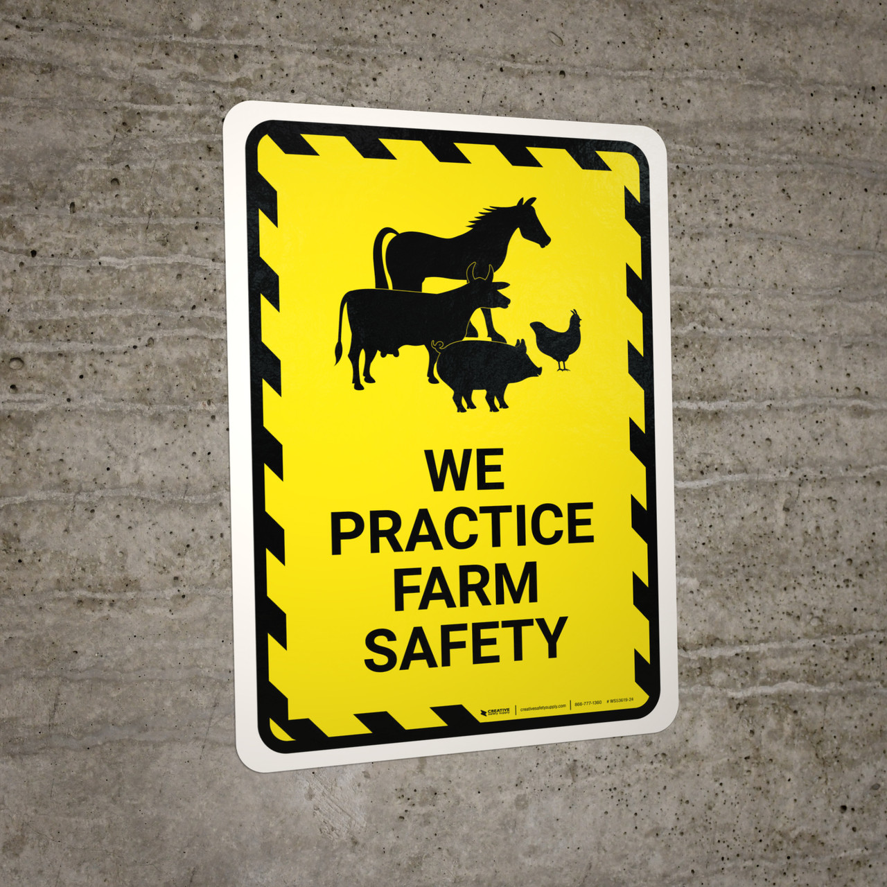 We Practice Farm Safety Hazard with Icons Portrait - Wall Sign ...