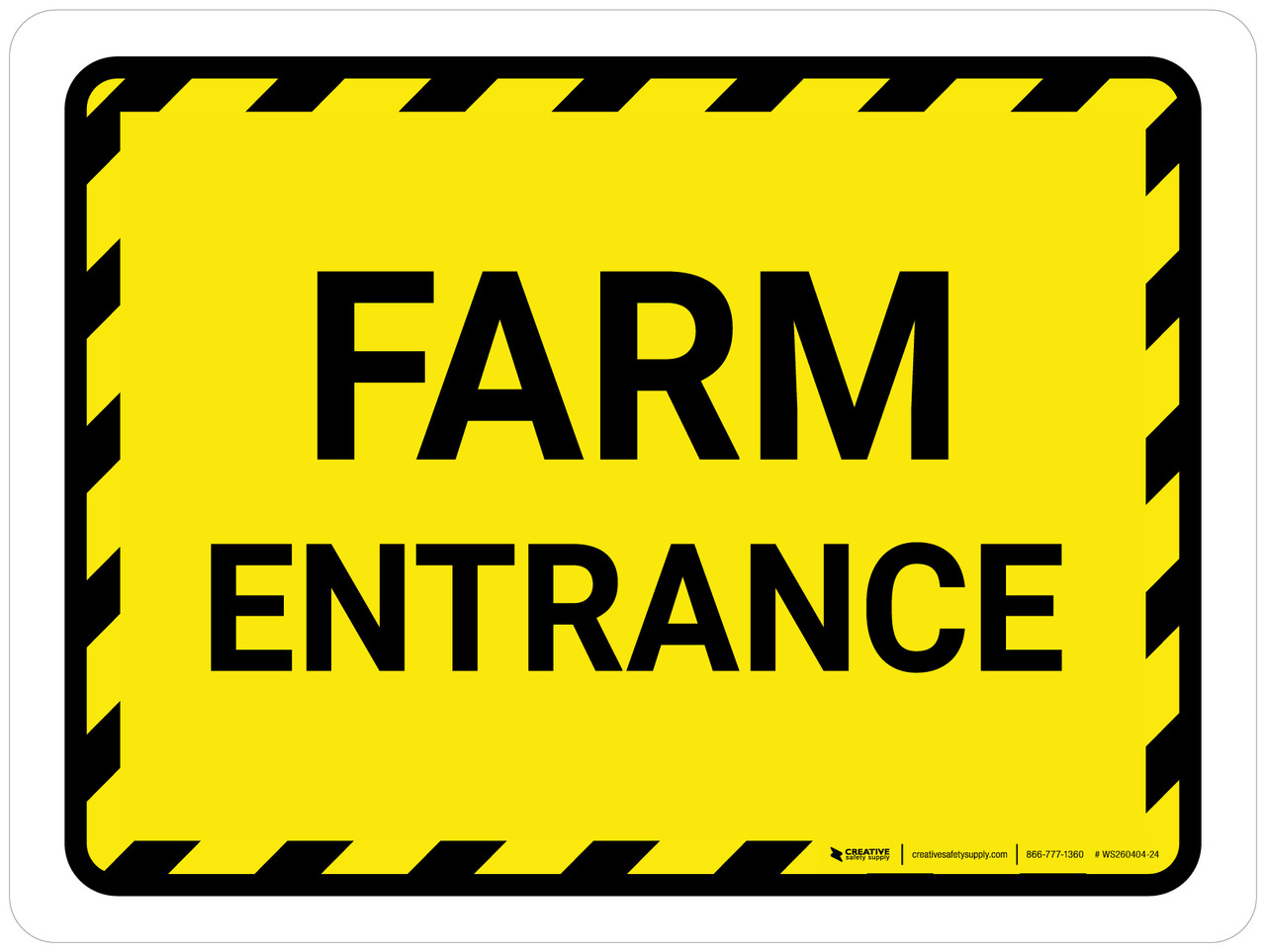 Farm Entrance with Hazard Lines Landscape - Wall Sign