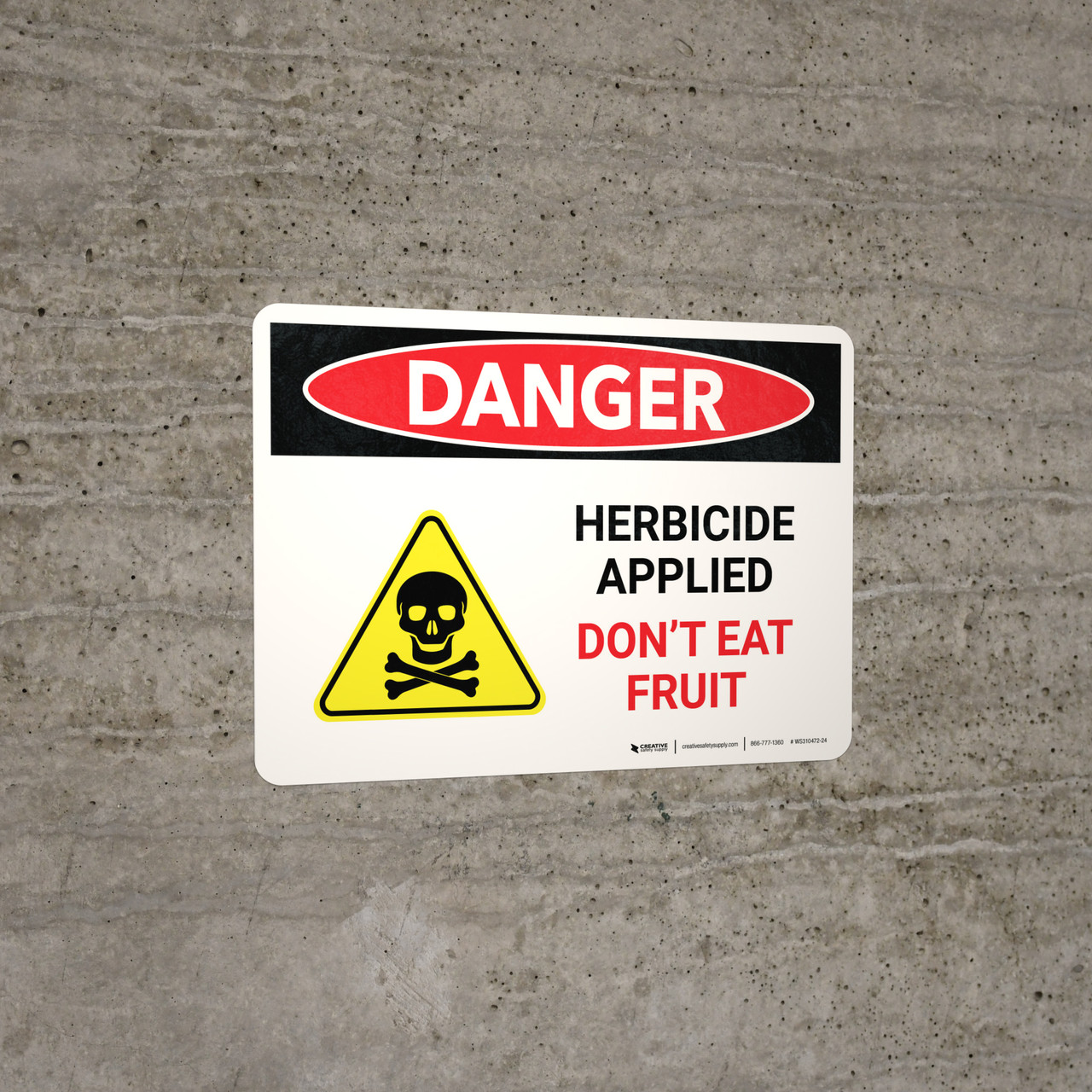 Danger: Herbicide Applied - Do Not Eat Fruit with Hazard Icon Landscape ...