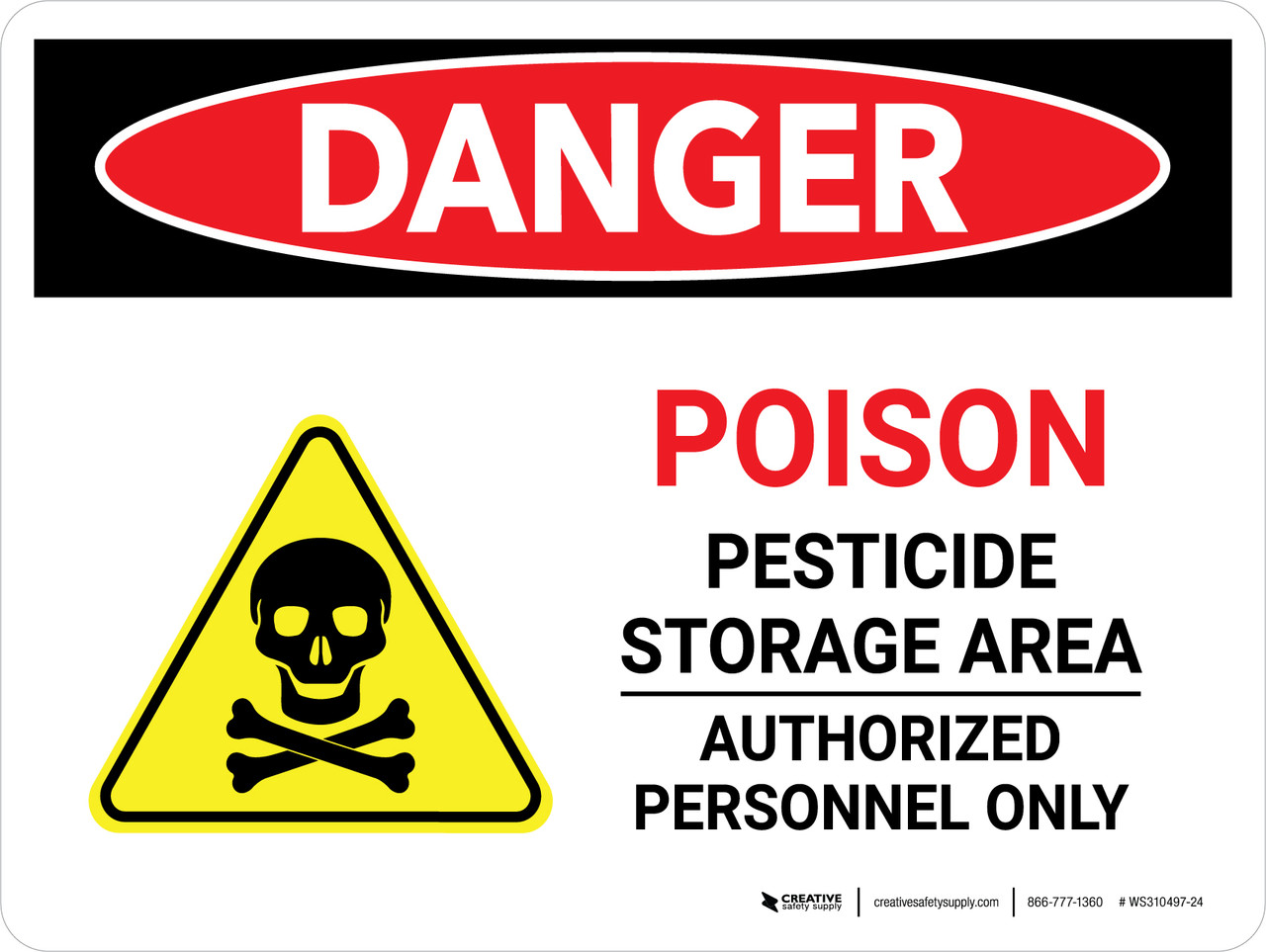 Danger: Poison Pesticide Storage Area Landscape - Wall Sign | Creative ...