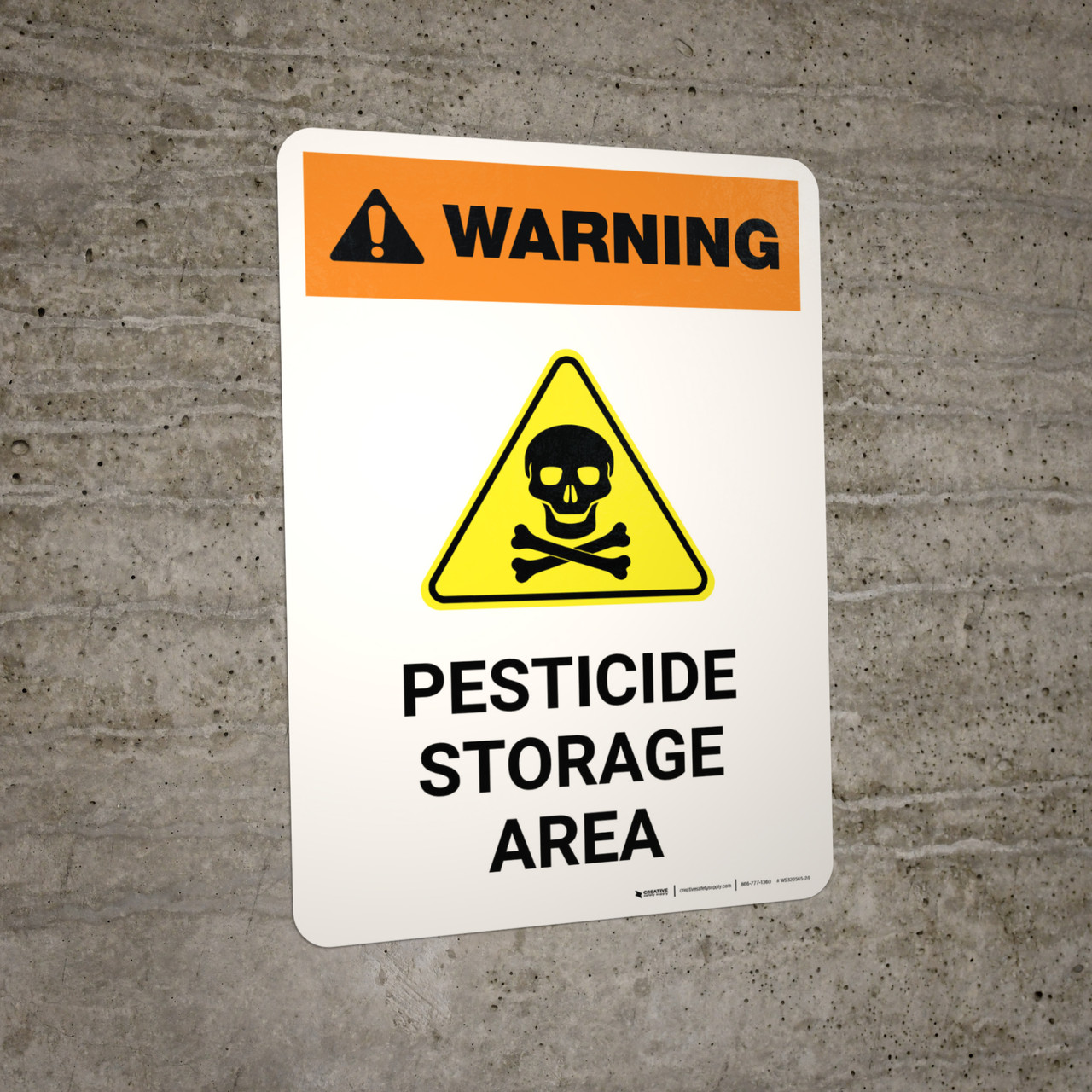 Warning: Pesticide Storage Area with Hazard Icon Portrait - Wall Sign