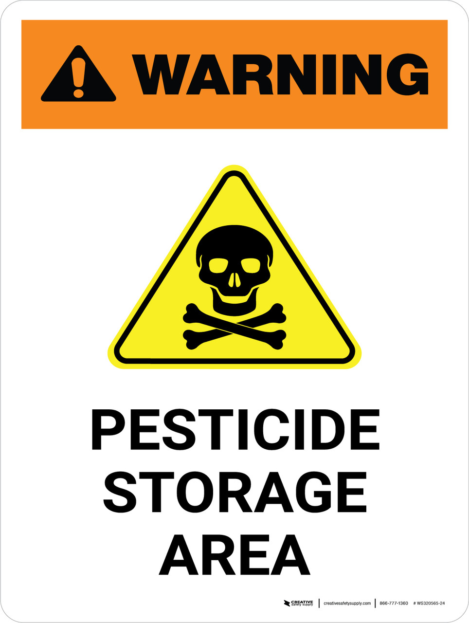 Warning: Pesticide Storage Area with Hazard Icon Portrait - Wall Sign ...