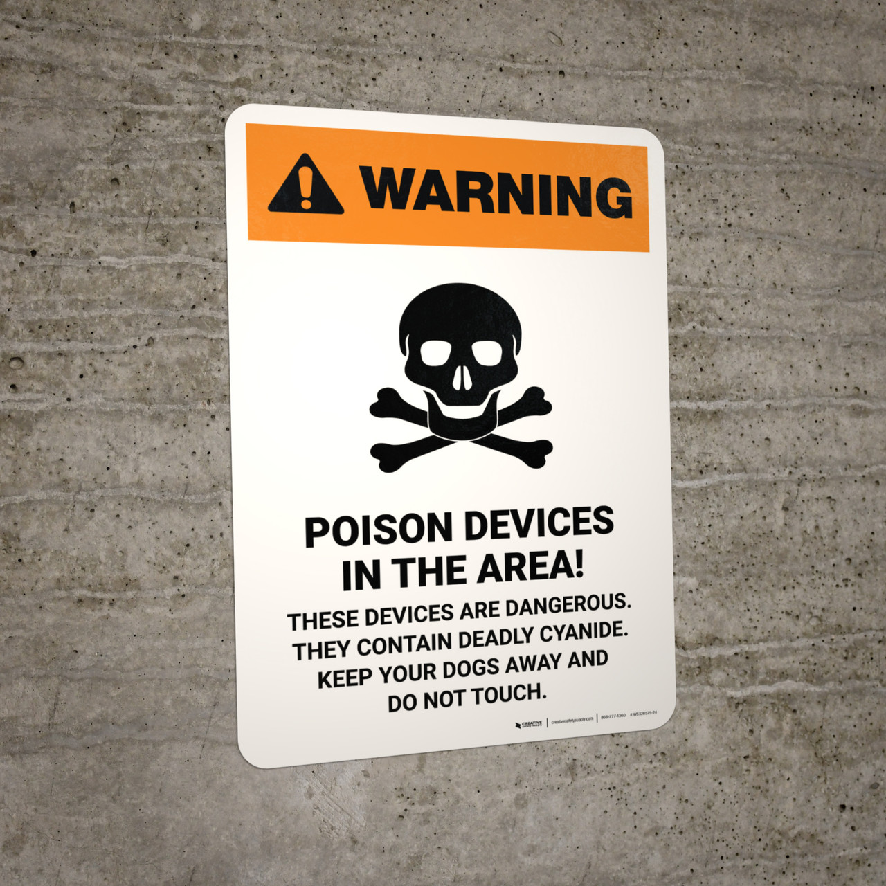 Warning: Poison Devices In The Area with Icon Portrait - Wall Sign ...