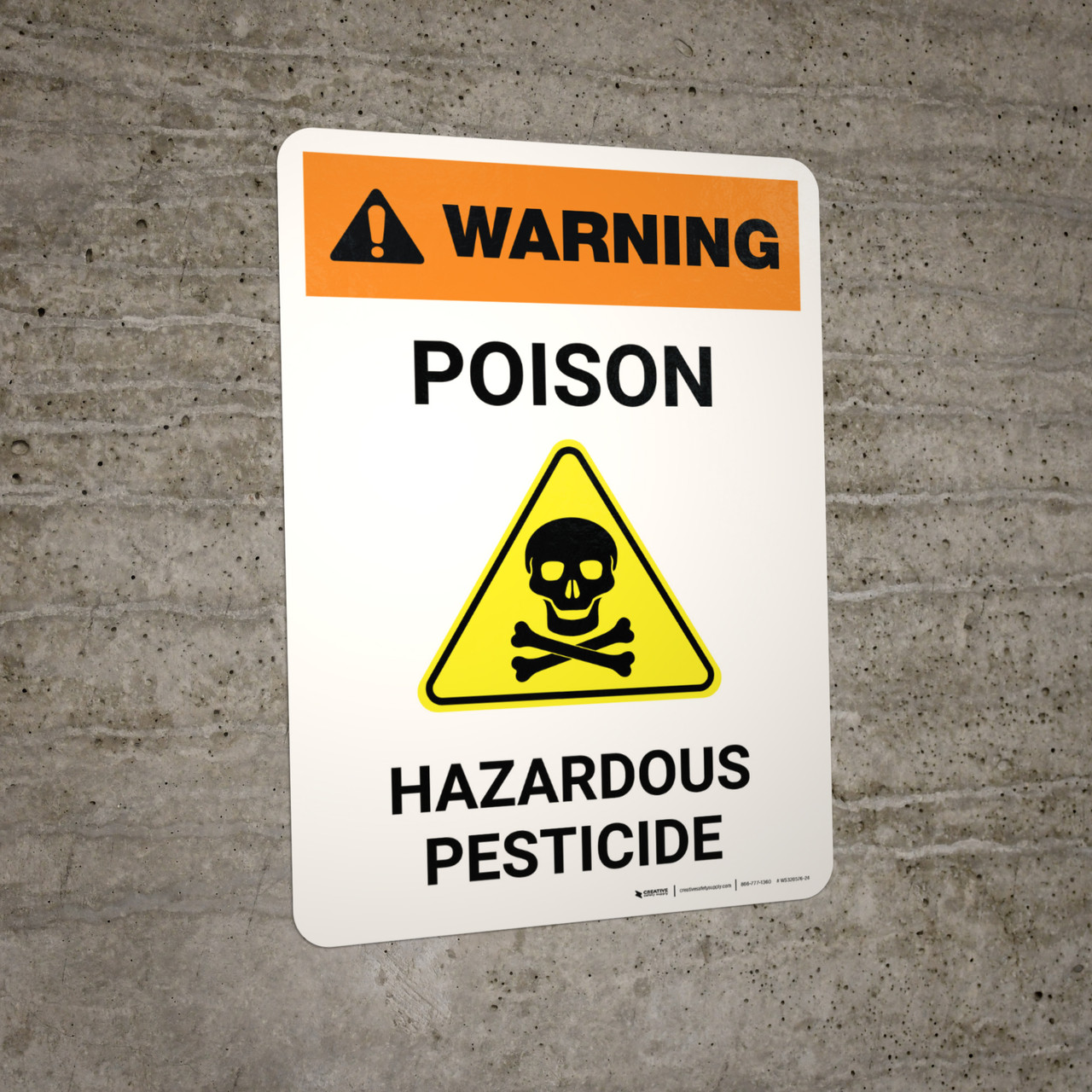Warning: Poison - Hazardous Pesticide with Hazard Icon Portrait - Wall Sign
