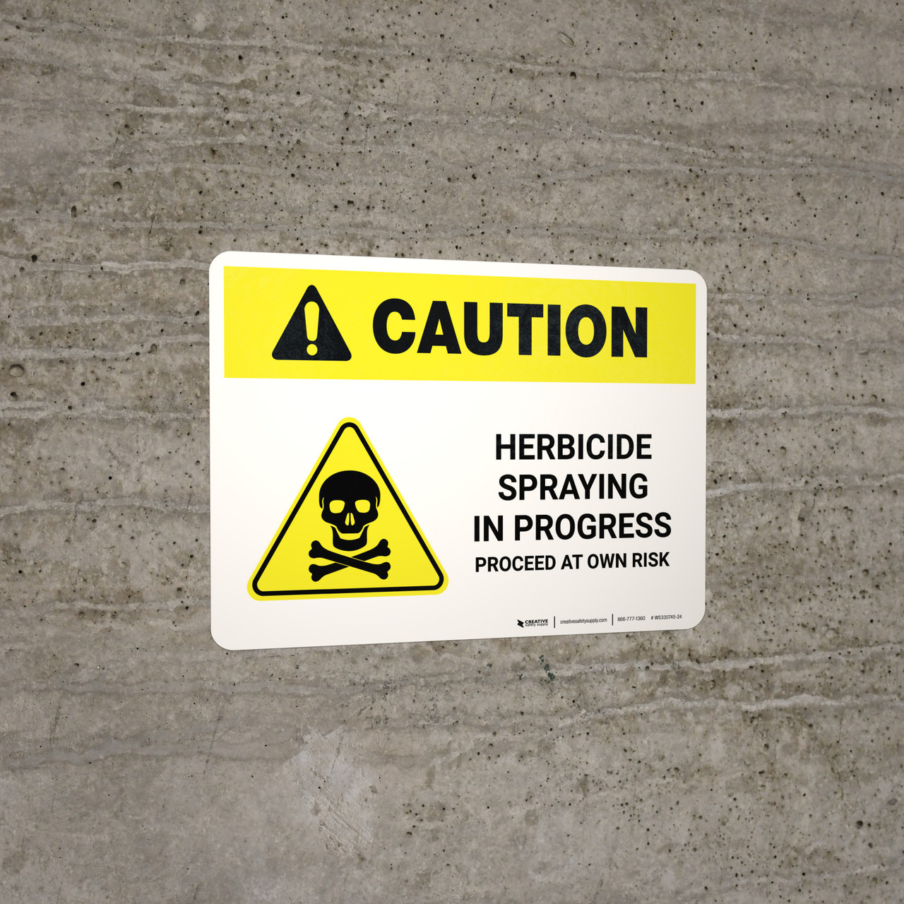 Caution: Herbicide Spraying In Progress with Hazard Icon Landscape ...