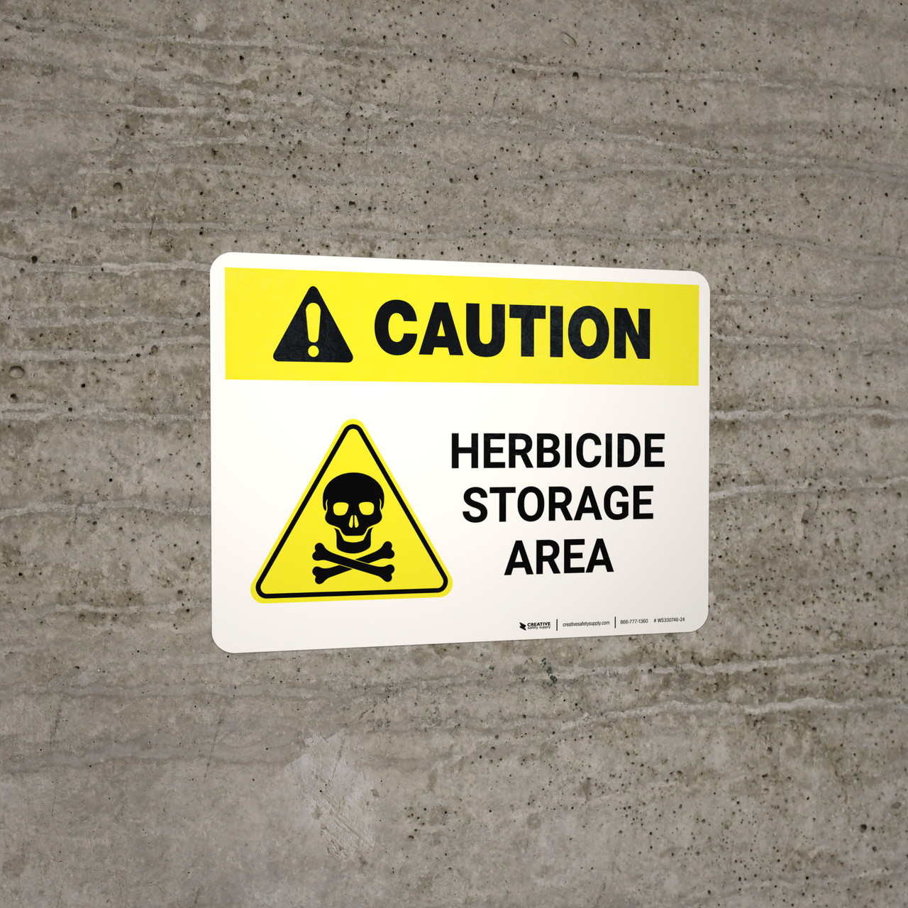 Caution: Herbicide Storage Area with Hazard Icon Landscape - Wall Sign ...