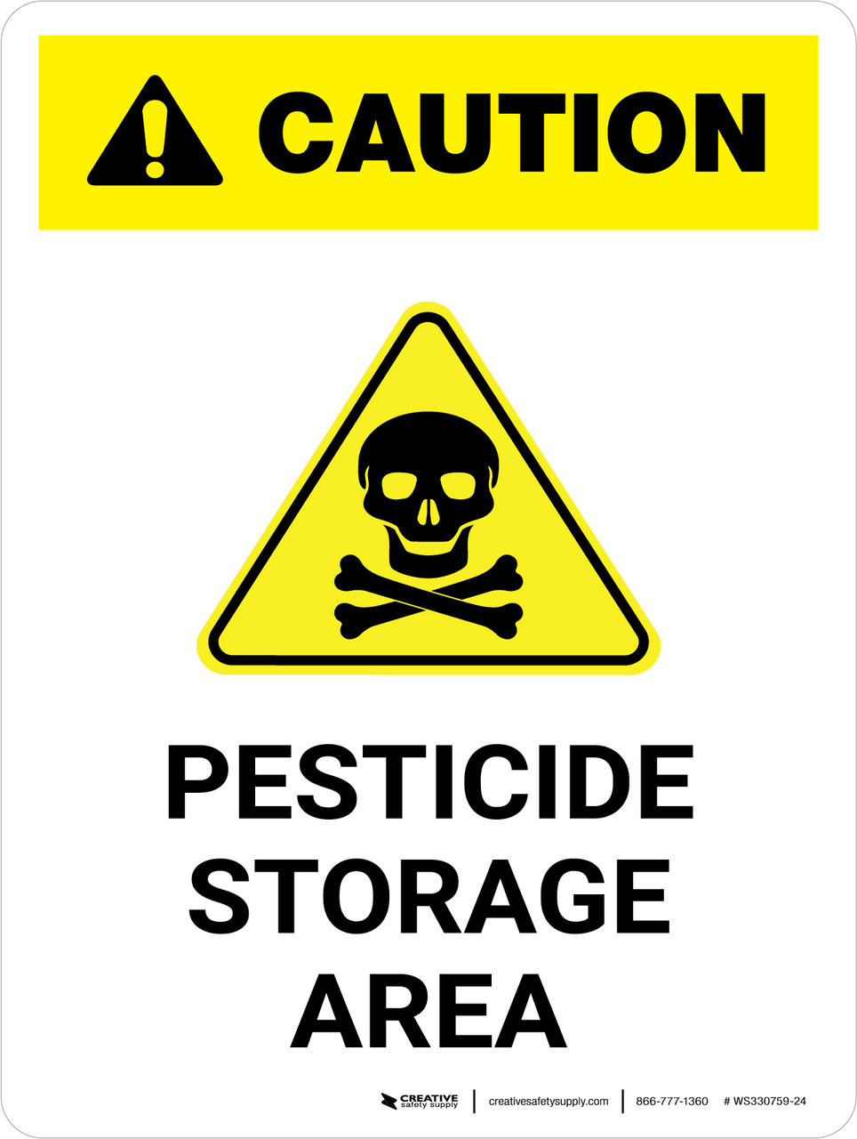 Caution: Pesticide Storage Area with Hazard Icon Portrait - Wall Sign ...