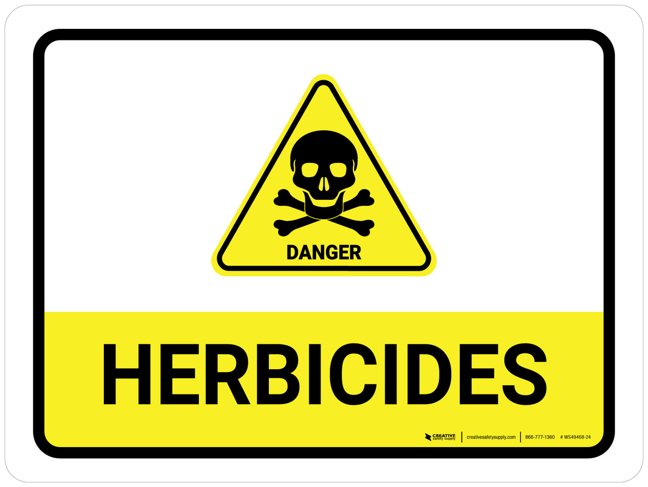 Herbicides with Hazard Danger Icon Landscape - Wall Sign