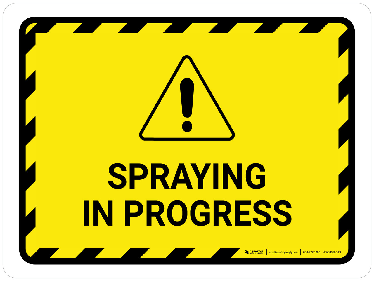 Spraying In Progress Hazard Lines with Icon Landscape - Wall Sign
