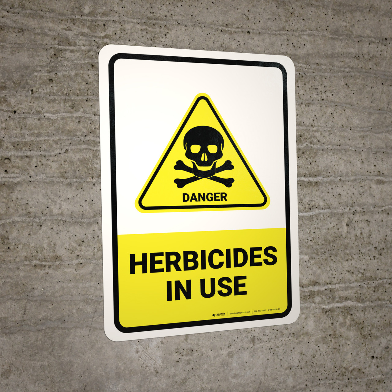 Herbicides In Use with Danger Hazard Icon Portrait - Wall Sign ...