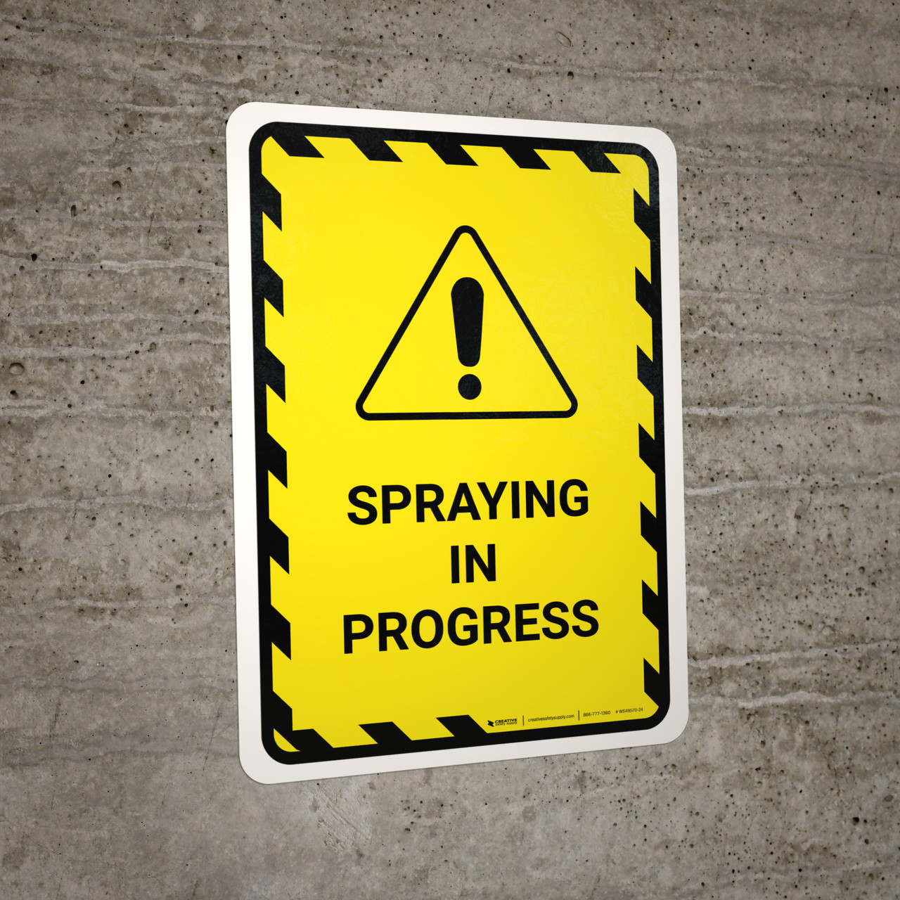 Spraying In Progress Hazard Lines with Icon Portrait - Wall Sign