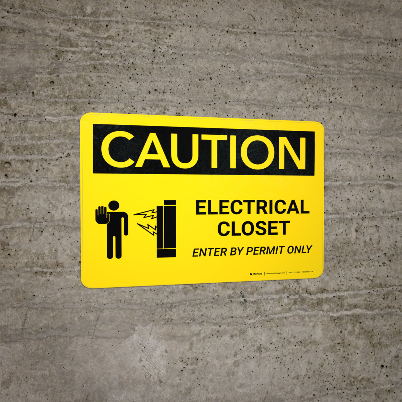 Caution: Electrical Closet Enter By Permit Only Landscape With Icon ...