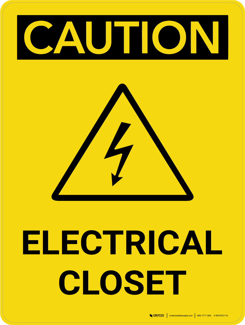 Caution: Electrical Closet Portrait With Icon - Wall Sign