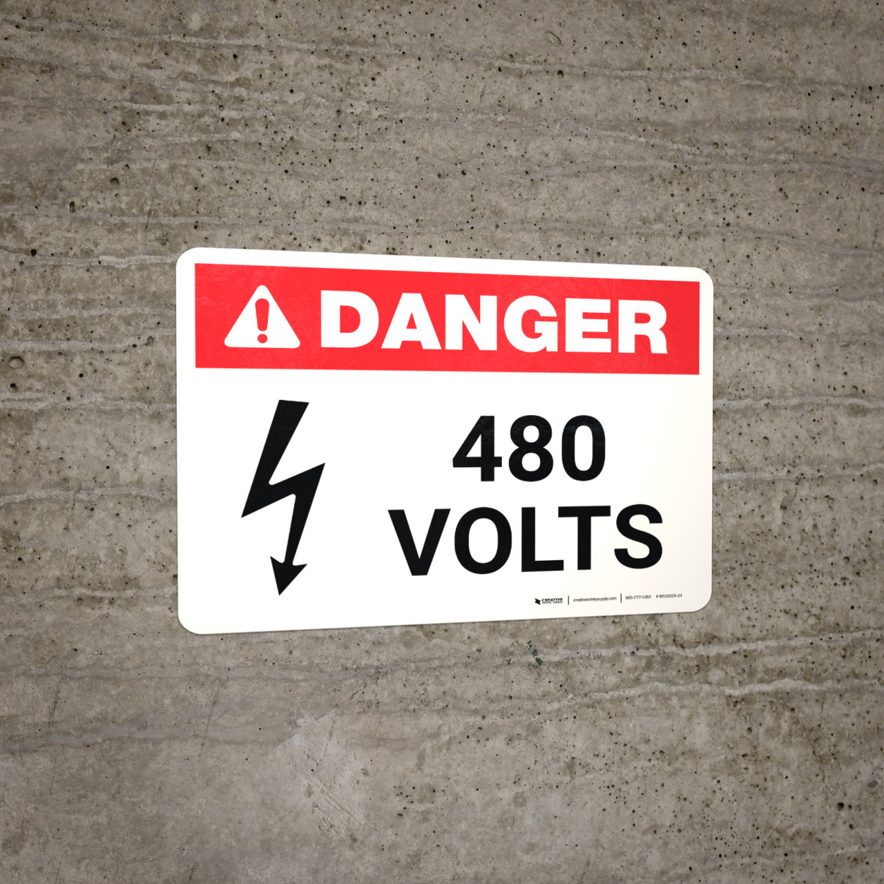 Danger: 480 Volts Landscape with Icon - Wall Sign