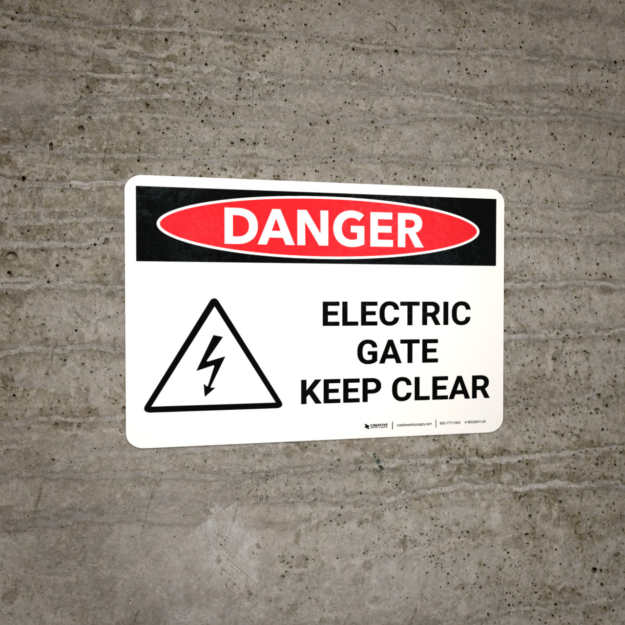 Danger: Electric Gate Keep Clear Landscape with Icon - Wall Sign ...
