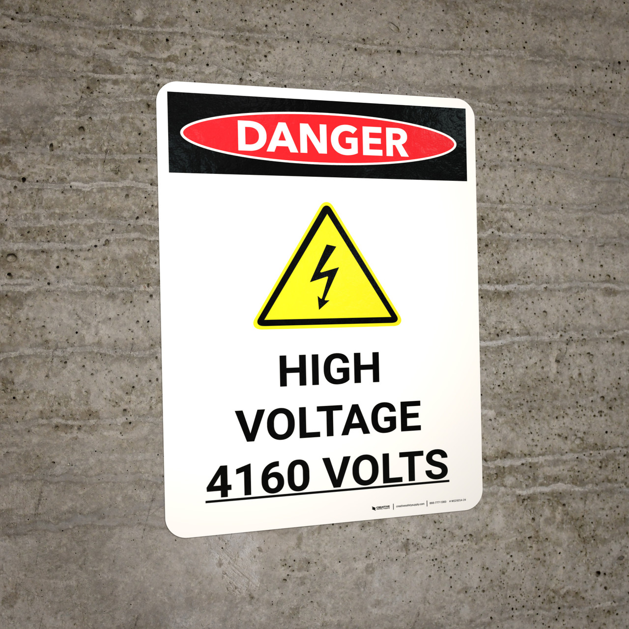 Danger: High Voltage 4160 Volts Portrait with Icon - Wall Sign ...
